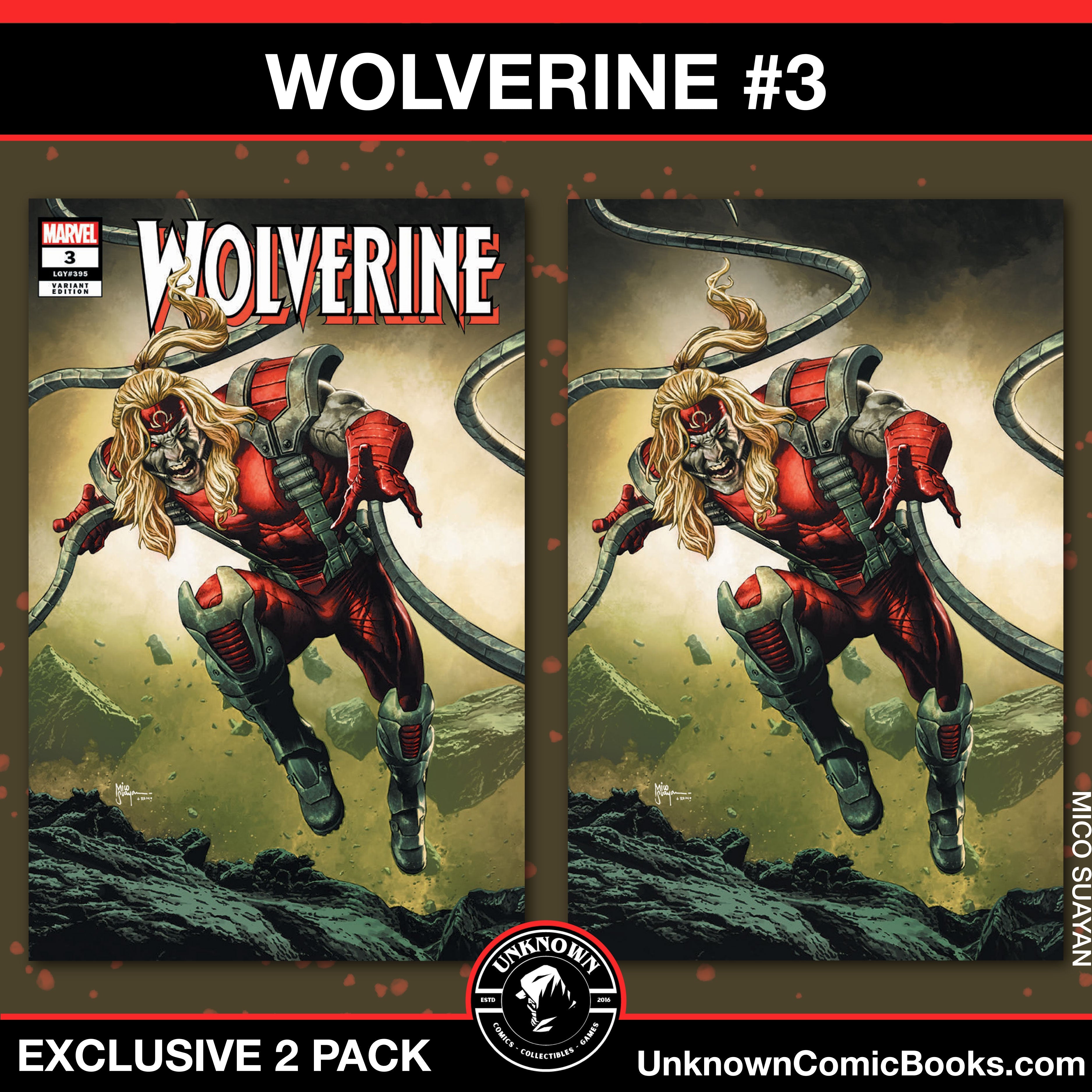 [2 PACK] WOLVERINE #3 UNKNOWN COMICS MICO SUAYAN CONNECTING COVER EXCL ...