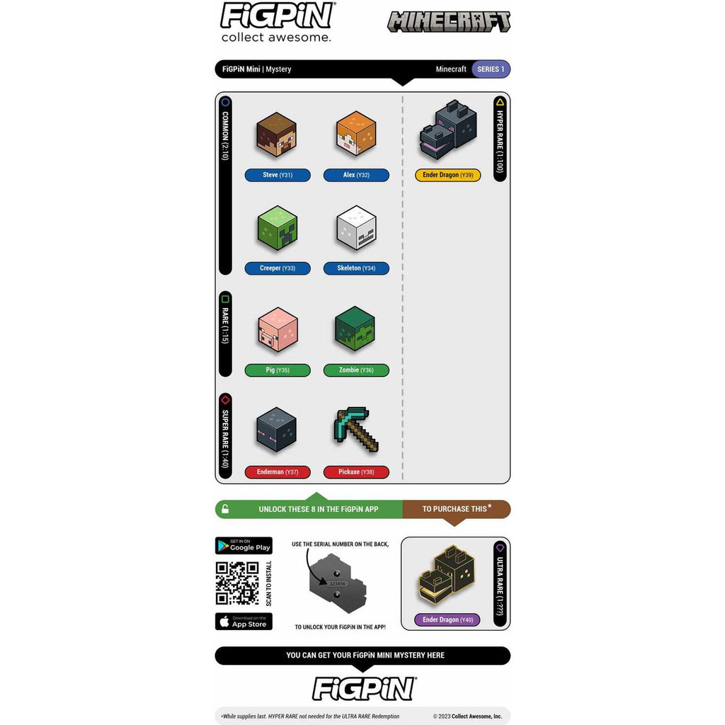 Minecraft Figpin Mini Mystery Series 1 - PDQ 10-Pack – Plastic Empire